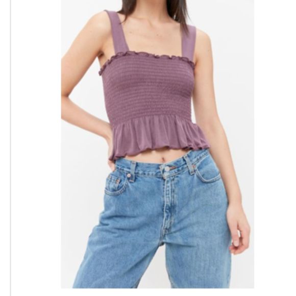 Urban Outfitters Tops Uo Demi Smocked Peplum Tank Top Poshmark
